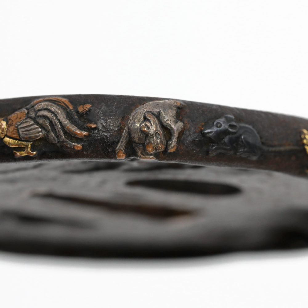 Sanada Tempo Tsuba with Chinese 12 animal Zodiac - Nihonto Art