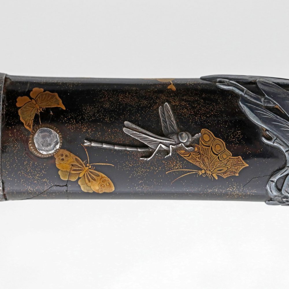A very splendid Tanto with Tombo and snake Koshirae - Nihonto Art
