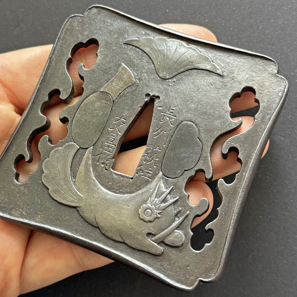 A unique and Heavy Choshu Tsuba by Tomotomi - Nihonto Art
